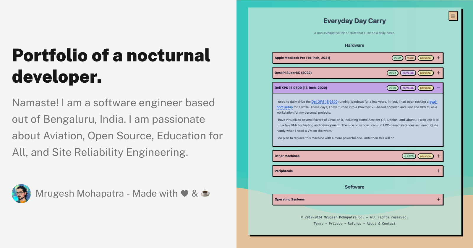 Mrugesh Mohapatra — Portfolio of a nocturnal developer.